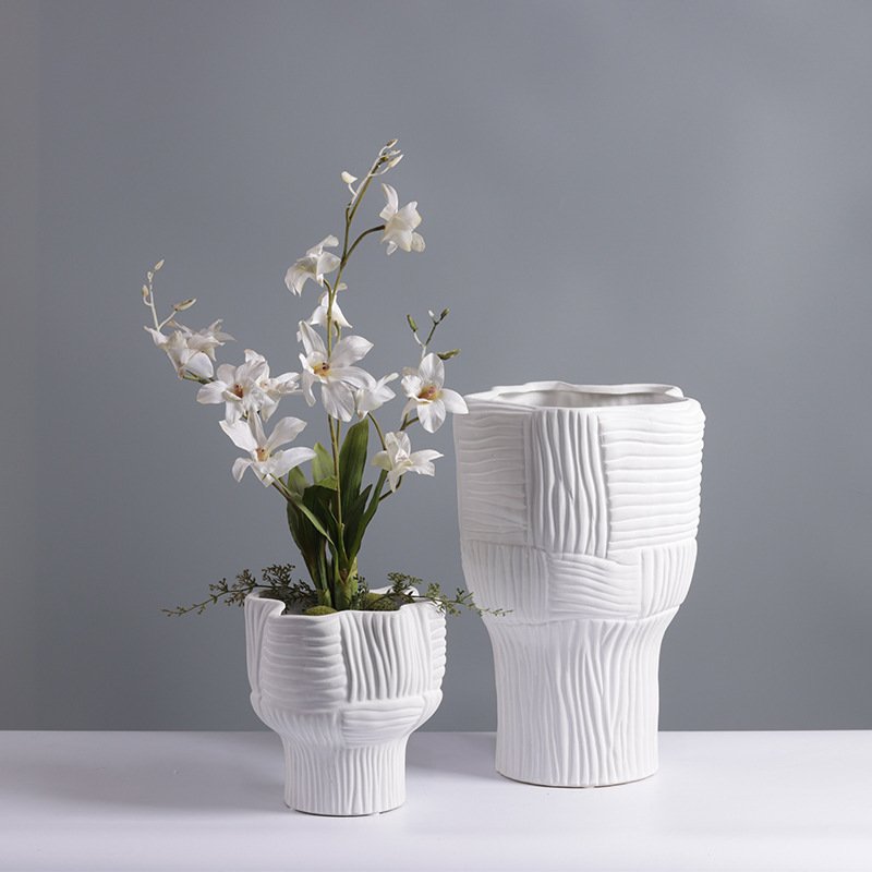 Modern Simple Nordic Creative Irregular Geometric Stripes Ceramic Vase ...