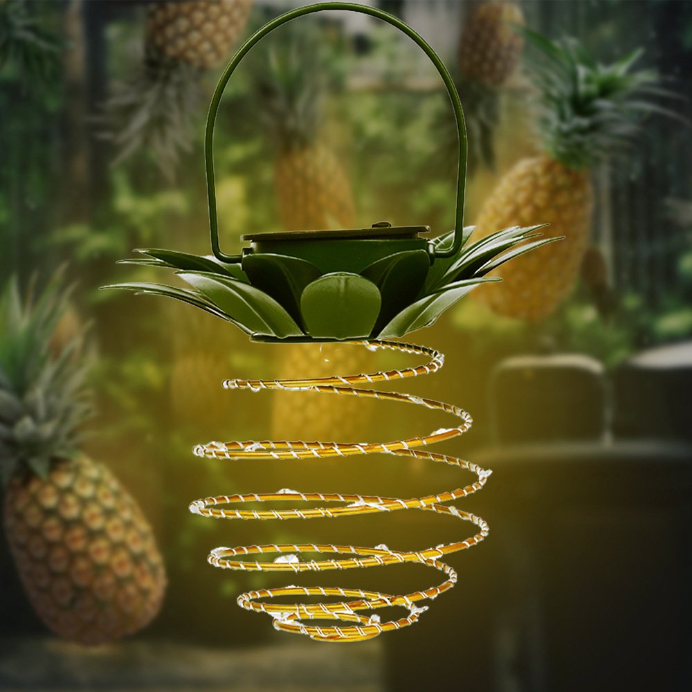 Solar Pineapple Lamp, Iron Lantern, LED Copper Wire Lamp String ...